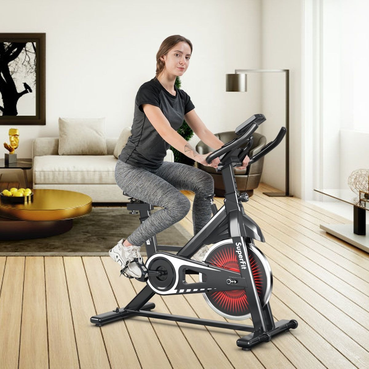 Quiet Exercise Bike with Steel Wheel and Handlebar 4 Positions ...